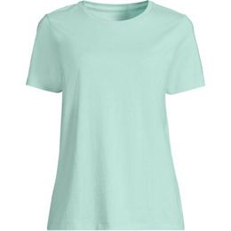 LANDS' END Supima Kurzarm-Shirt mit rundem Ausschnitt, Damen,  Blau, Baumwolle, by Lands' End