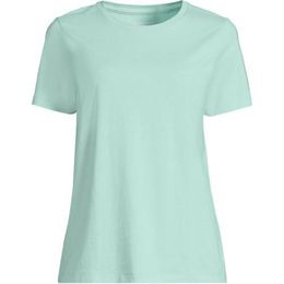 LANDS' END Supima Kurzarm-Shirt mit rundem Ausschnitt, Damen,  Blau, Baumwolle, by Lands' End