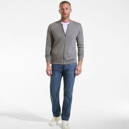 LANDS' END Merino-Cardigan mit Rei&szlig;verschluss, Herren,  Grau, Wolle, by Lands' End