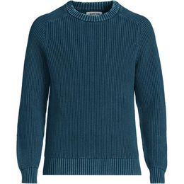 LANDS' END DRIFTER Pullover im Shaker-Rippstrick, Herren,  Blau, Baumwolle, by Lands' End