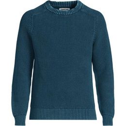 LANDS' END DRIFTER Pullover im Shaker-Rippstrick, Herren,  Blau, Baumwolle, by Lands' End