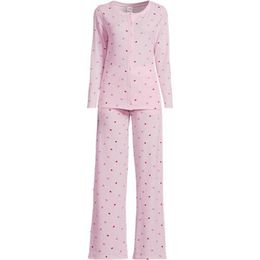 LANDS' END Gemustertes Pyjama-Set, Damen,  Pink, Polyester/Viskose/Polyester-Mischung, by Lands' End