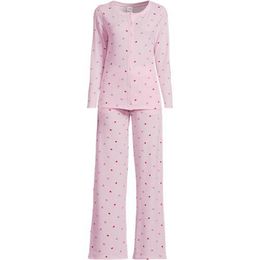 LANDS' END Gemustertes Pyjama-Set, Damen,  Pink, Polyester/Viskose/Polyester-Mischung, by Lands' End