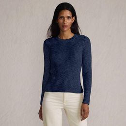 LANDS' END Rippstrick-Pullover aus Baumwollmix, Damen,  Blau, Polyacryl/Viskose/Baumwoll-Mischung, by Lands' End