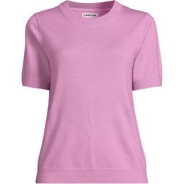 LANDS' END Merinopullover mit kurzen &Auml;rmeln, Damen,  Pink, Wolle, by Lands' End