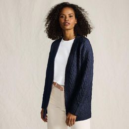 LANDS' END Offener Soft Touch Cardigan, Damen,  Blau, Polyester/Viskose/Polyester-Mischung, by Lands' End