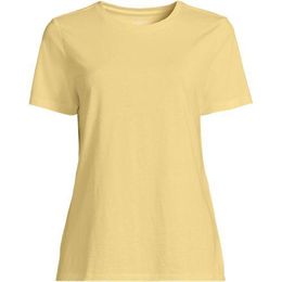 LANDS' END Supima Kurzarm-Shirt mit rundem Ausschnitt, Damen,  Gelb, Baumwolle, by Lands' End
