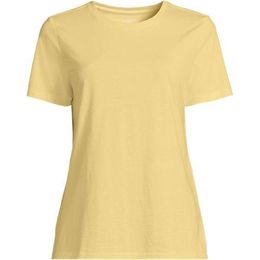 LANDS' END Supima Kurzarm-Shirt mit rundem Ausschnitt, Damen,  Gelb, Baumwolle, by Lands' End