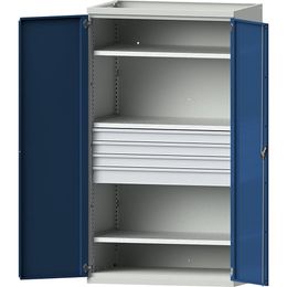 ANKE Schwerlastschrank mit 3 Fachb&ouml;den, 4 Schubladen &agrave; 3 x 90, 1 x 120 mm, HxBxT 1950 x 1084 x 690 mm