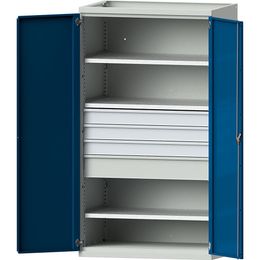 ANKE Schwerlastschrank mit 3 Fachb&ouml;den, 4 Schubladen &agrave; 3 x 120, 1 x 180 mm, HxBxT 1950 x 1084 x 690 mm