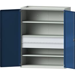 ANKE Schwerlastschrank JUMBO mit 3 Fachb&ouml;den, 2 Schubladen, HxBxT 1950 x 1484 x 690 mm