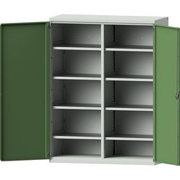 eurokraft pro Schwerlastschrank JUMBO aus Stahlblech, 8 Fachb&ouml;den, Mitteltrennwand, lichtgrau/resedagr&uuml;n