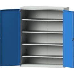 eurokraft pro Schwerlastschrank JUMBO aus Stahlblech, 4 durchgehende Fachb&ouml;den, lichtgrau/lichtblau