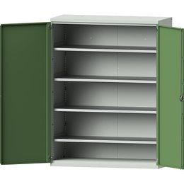 eurokraft pro Schwerlastschrank JUMBO aus Stahlblech, 4 durchgehende Fachb&ouml;den, lichtgrau/resedagr&uuml;n