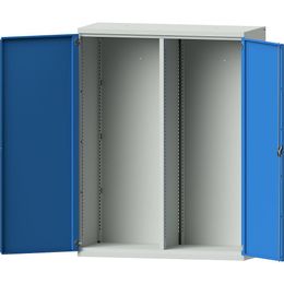 eurokraft pro Schwerlastschrank JUMBO aus Stahlblech, Leerschrank mit Mitteltrennwand, lichtgrau/lichtblau