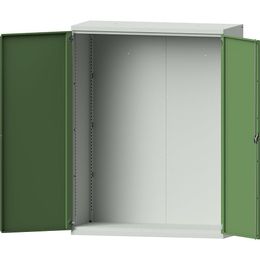 eurokraft pro Schwerlastschrank JUMBO aus Stahlblech, Leerschrank ohne Mitteltrennwand, lichtgrau/resedagr&uuml;n