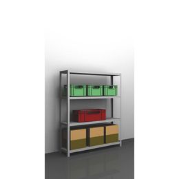 eurokraft pro Schraubregal, Bauart leicht, doppelseitig, HxBxT 1500 x 1300 x 300 mm, verzinkt, Grundregal