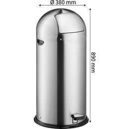 Helit Push-Abfalleimer mit Pedal, Volumen 52 l, Hx&Oslash; 890 x 380 mm, Edelstahl