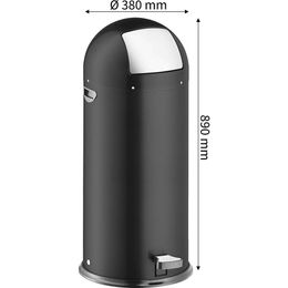 Helit Push-Abfalleimer mit Pedal, Volumen 52 l, Hx&Oslash; 890 x 380 mm, schwarz