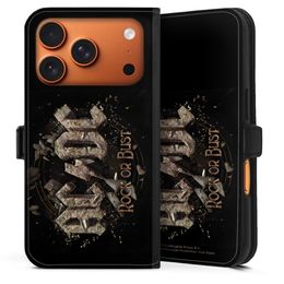DeinDesign iPhone 17 Pro Handy Klapph&uuml;lle Handyh&uuml;lle aus Kunst Leder schwarz Flip Case Rock Or Bust Official Licensed Product Acdc Sideflip mit Lasche
