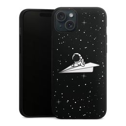 DeinDesign iPhone 15 Plus Handy Premium Silikon H&uuml;lle Handyh&uuml;lle schwarz Case Astronaut Comic Paper Silikon Premium Case