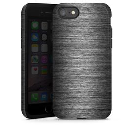 DeinDesign iPhone SE (2022) Handy Panzer Handyh&uuml;lle robuste Outdoor H&uuml;lle Schutzh&uuml;lle gl&auml;nzend Metal Metallic Look Anthracite Tough Case