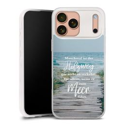 DeinDesign iPhone 17 Pro Max Handy Slim Case Silikon Handyh&uuml;lle transparent H&uuml;lle extra d&uuml;nn Spruch Beach Statement Silikon Slim Case