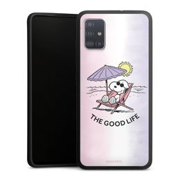 DeinDesign Galaxy A51 Handy Premium Silikon H&uuml;lle Handyh&uuml;lle schwarz Case Snoopy Official Licensed Product Peanuts Silikon Premium Case