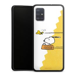 DeinDesign Galaxy A51 Handy Premium Silikon H&uuml;lle Handyh&uuml;lle schwarz Case Snoopy Peanuts Children Silikon Premium Case