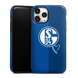 DeinDesign iPhone 11 Pro Handy Panzer Handyh&uuml;lle robuste Outdoor H&uuml;lle Schutzh&uuml;lle gl&auml;nzend Fc Schalke 04 Heart Tough Case
