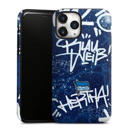 DeinDesign iPhone 11 Pro Handy Panzer Handyh&uuml;lle robuste Outdoor H&uuml;lle Schutzh&uuml;lle gl&auml;nzend Hertha Bsc Official Licensed Product Graffiti Tough Case