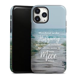 DeinDesign iPhone 11 Pro Handy Panzer Handyh&uuml;lle robuste Outdoor H&uuml;lle Schutzh&uuml;lle gl&auml;nzend Statement Beach Spruch Tough Case