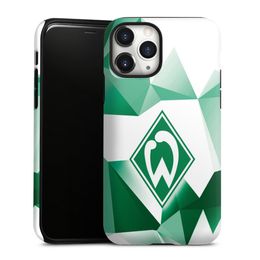 DeinDesign iPhone 11 Pro Handy Panzer Handyh&uuml;lle robuste Outdoor H&uuml;lle Schutzh&uuml;lle gl&auml;nzend Tarnmuster Official Licensed Product Sv Werder Bremen Tough Case