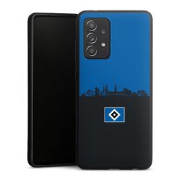 DeinDesign Galaxy A52s 5G Handy Premium Silikon H&uuml;lle Handyh&uuml;lle schwarz Case Hamburg Hsv Skyline Silikon Premium Case