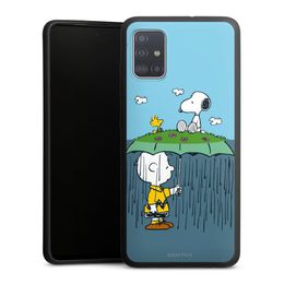 DeinDesign Galaxy A51 Handy Premium Silikon H&uuml;lle Handyh&uuml;lle schwarz Case Peanuts Children Snoopy Silikon Premium Case