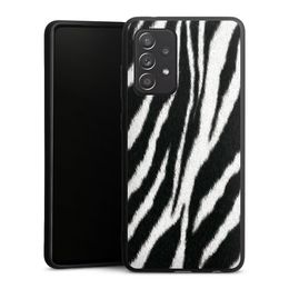 DeinDesign Galaxy A52s 5G Handy Premium Silikon H&uuml;lle Handyh&uuml;lle schwarz Case Zebra Fur Muster Silikon Premium Case
