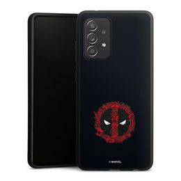 DeinDesign Galaxy A52s 5G Handy Premium Silikon H&uuml;lle Handyh&uuml;lle schwarz Case Logo Deadpool Marvel Silikon Premium Case