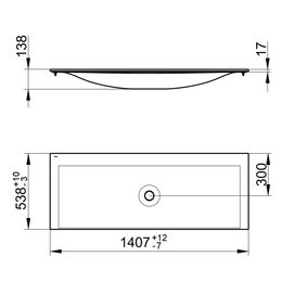 KEUCO Keramikwaschtisch Edition 11 31160, B: 1405, H: 17, T: 538 mm, mit Oberfl&auml;chenversiegelung Cle 31160311400