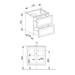 KEUCO Waschtischunterschrank Edition 11 31342, 2 Front-Ausz&uuml;ge, B: 700, H: 700, T: 535 mm 31342110000