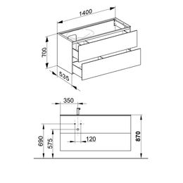 KEUCO Waschtischunterschrank Edition 11 31268, 2 Front-Ausz&uuml;ge 31268110000