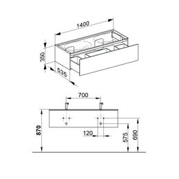 KEUCO Waschtischunterschrank Edition 11 31267, 1 Front-Auszug, B: 1400, H: 350, T: 535 mm 31267110000
