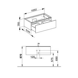 KEUCO Waschtischunterschrank Edition 11 31251, 1 Front-Auszug, B: 1050, H: 350, T: 535 mm 31251110000