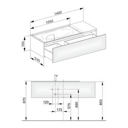KEUCO Waschtischunterschrank Edition 11 31163,1 Front-Auszug, B: 1400, H: 350, T: 535 mm 31163110000