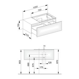 KEUCO Waschtischunterschrank Edition 11 31154,1 Front-Auszug, B: 1050, H: 350, T: 535 mm 31154110000