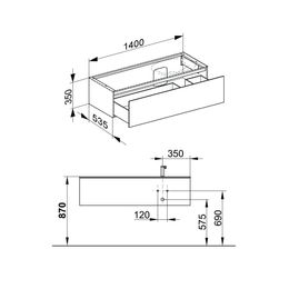 KEUCO Waschtischunterschrank Edition 11 31266, 1 Front-Auszug, B: 1400, H: 350, T: 535 mm 31266110000