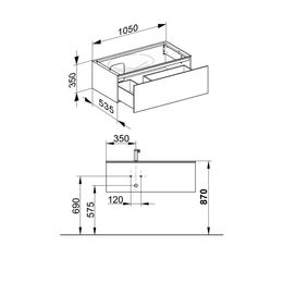 KEUCO Waschtischunterschrank Edition 11 31253, 1 Front-Auszug, B: 1050, H: 350, T: 535 mm 31253110000