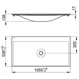 KEUCO Keramikwaschtisch Edition 11 31150, B: 1055, H: 17, T: 538 mm, mit Oberfl&auml;chenversiegelung Cle 31150311000