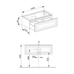KEUCO Waschtischunterschrank Edition 11 31351, 1 Front-Auszug, B: 1050, H: 350, T: 535 mm 31351110000