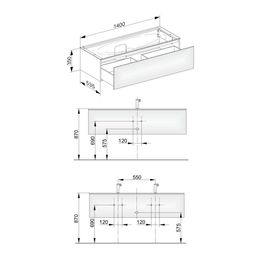 KEUCO Waschtischunterschrank Edition 11 31361, 1 Front-Auszug, B: 1400, H: 350, T: 535 mm 31361110000