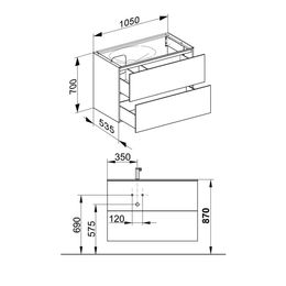 KEUCO Waschtischunterschrank Edition 11 31255, 1 Front-Ausz&uuml;ge, anthrazit Lack seidenmatt/Glas anthr 31255110000